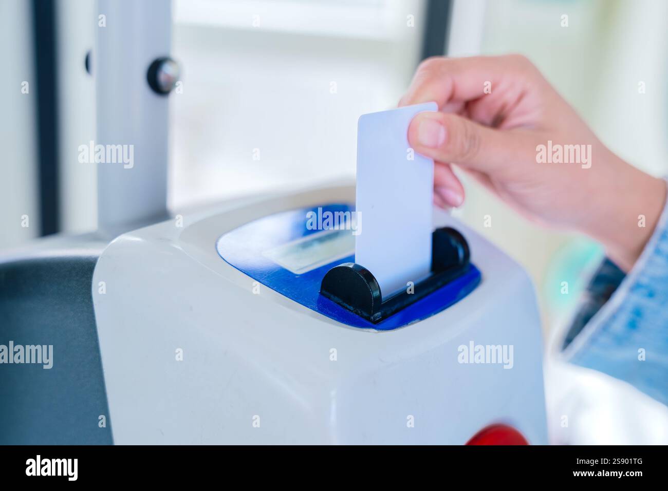Hand Inserting Ticket Into Validation Machine on Public Transport Stock ...
