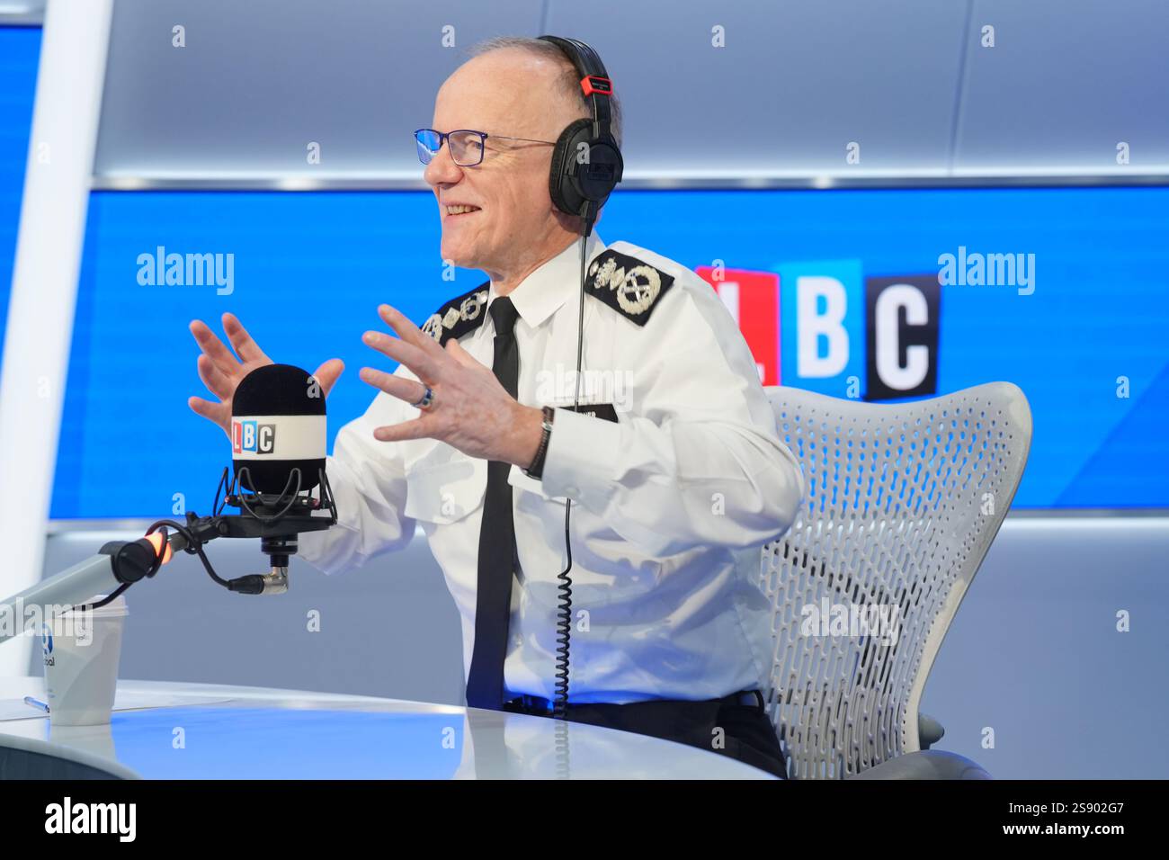 Metropolitan Police Commissioner Sir Mark Rowley takes part in a live ...