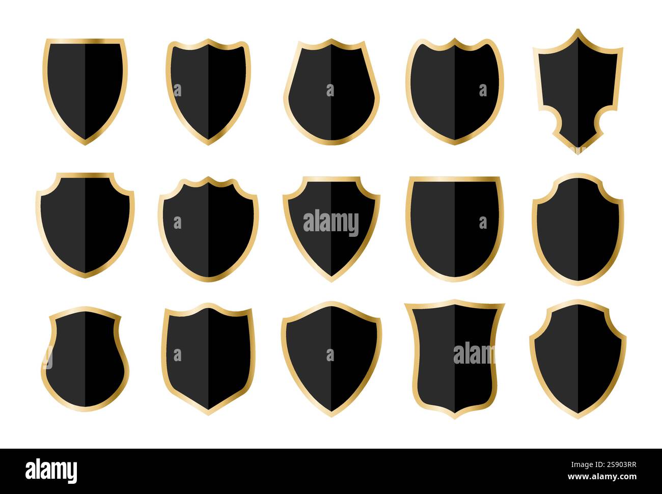 Golden Shield and Security Emblem Set for Corporate Identity and Modern ...