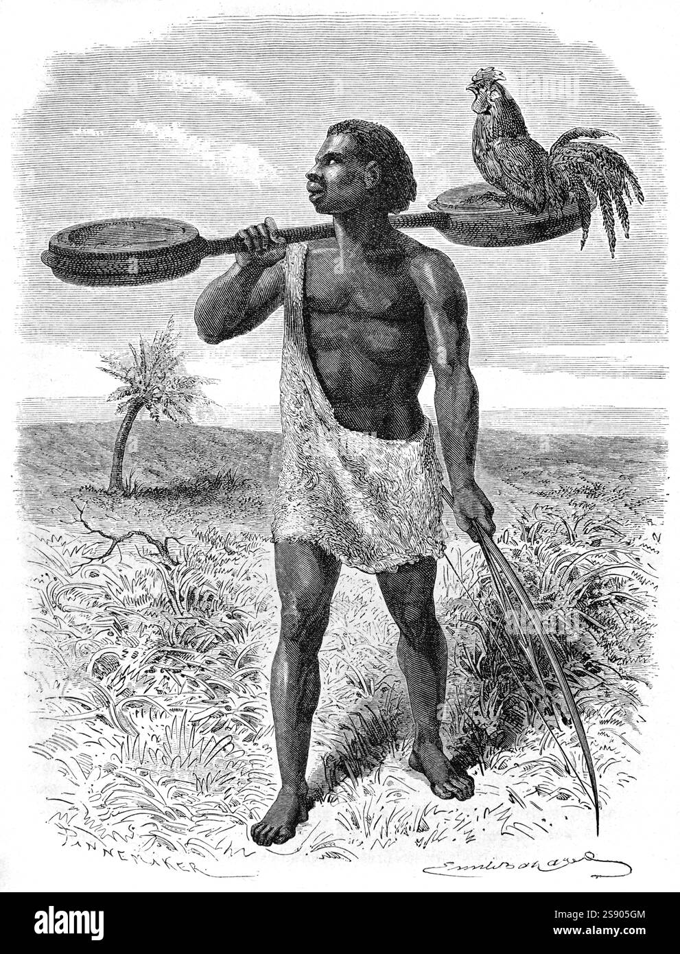 Indigenous, Native or Tribal Man fom Ounyamuezi Uganda Africa. Vintage ...