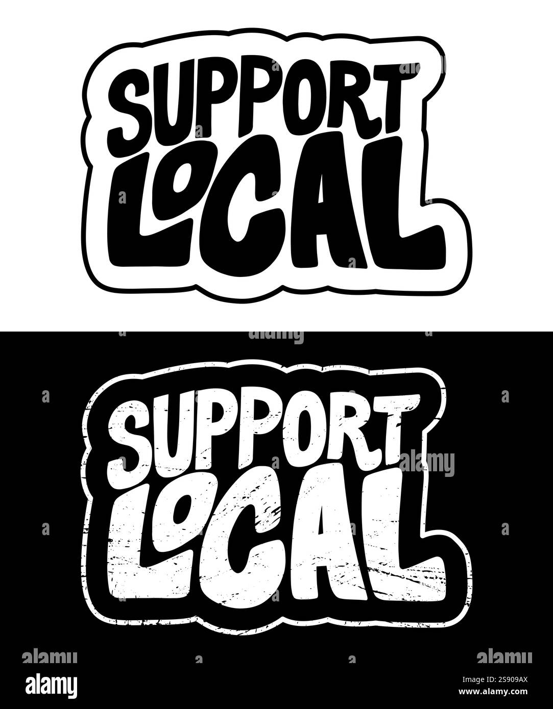 Support Local word lettering art. Vector design hand lettering ...