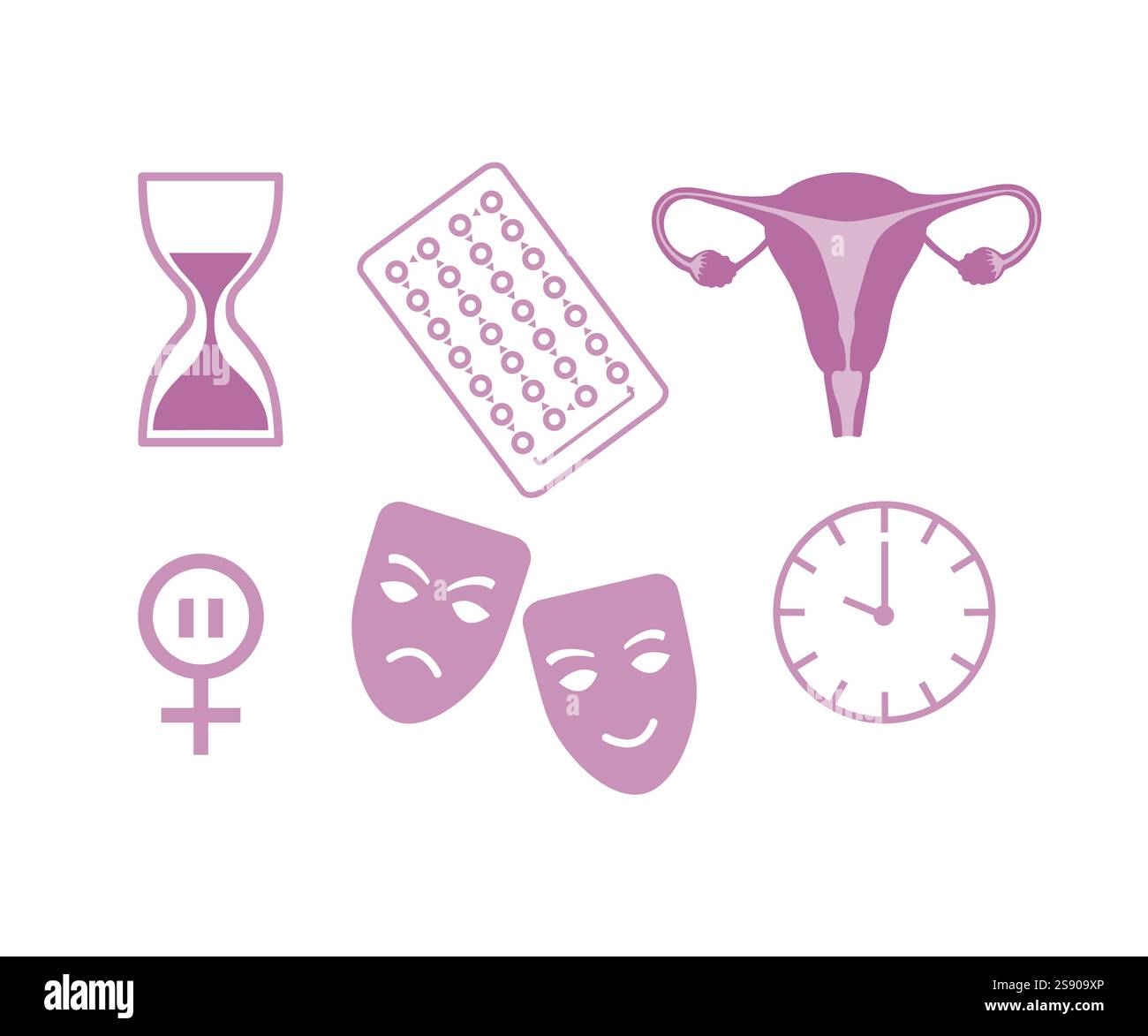 Menopause symbols and illustrations, women's health concept Stock Photo ...