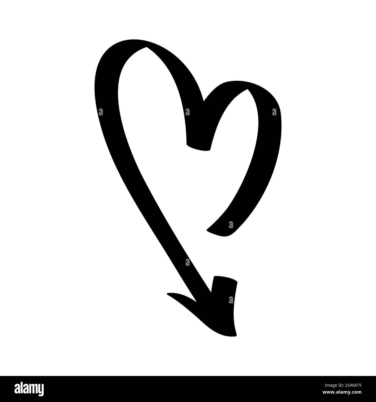 Hand drawn vector doodle heart shaped arrow isolated on a white Stock ...