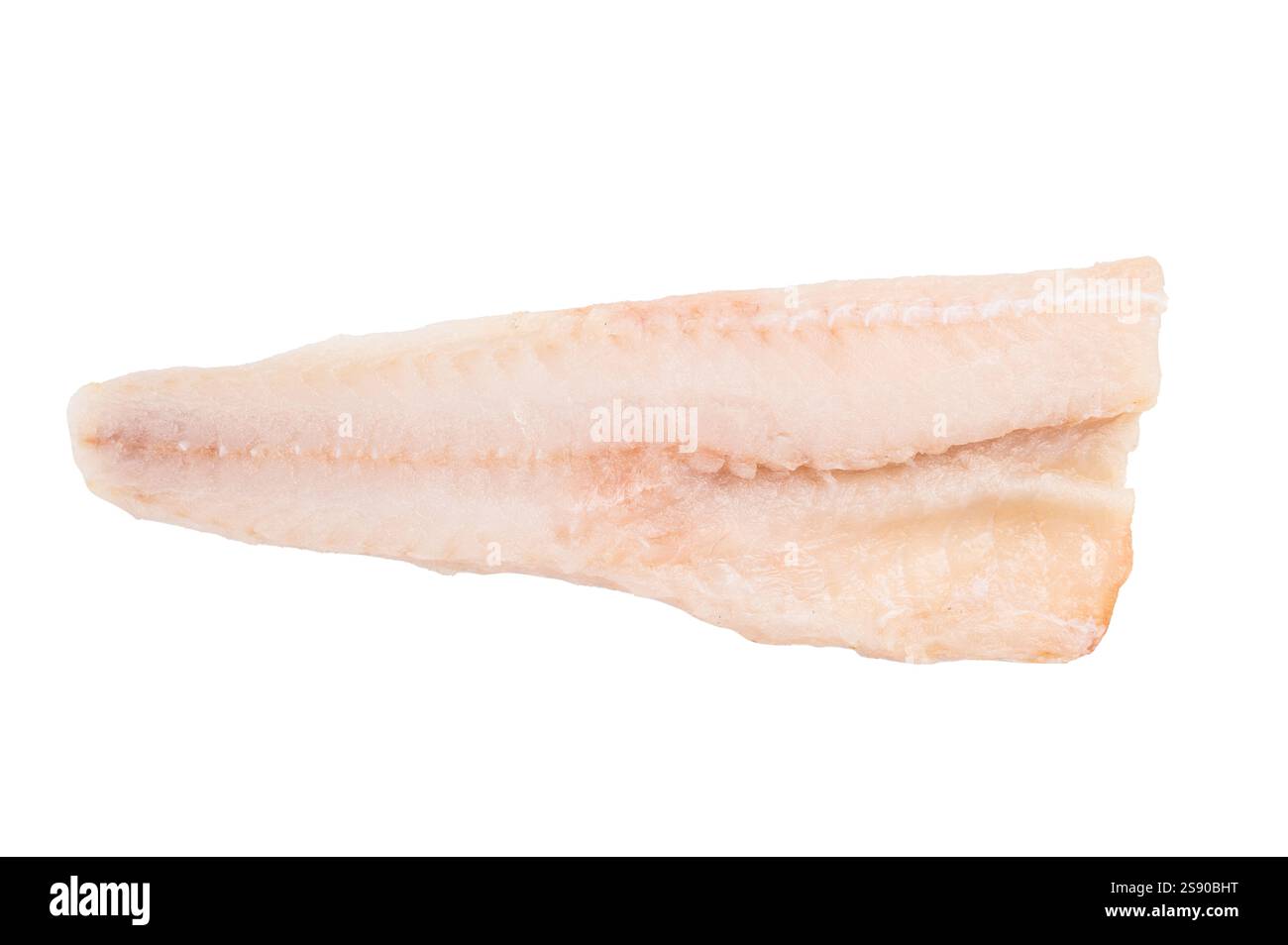 Raw pollock white fish fillet isolated on white background. top view ...