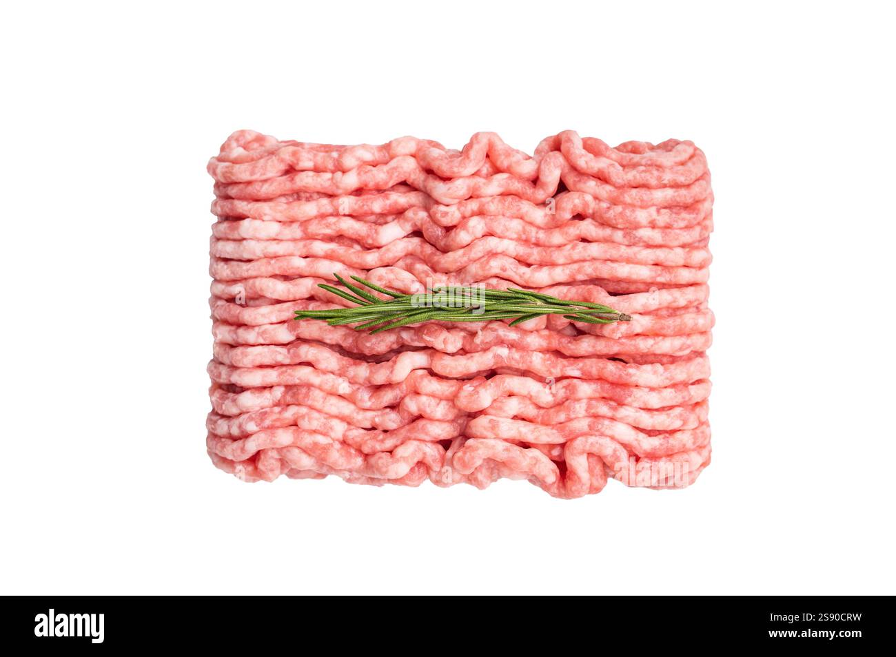 Raw ground beef and pork meat, forcemeat isolated on white background ...