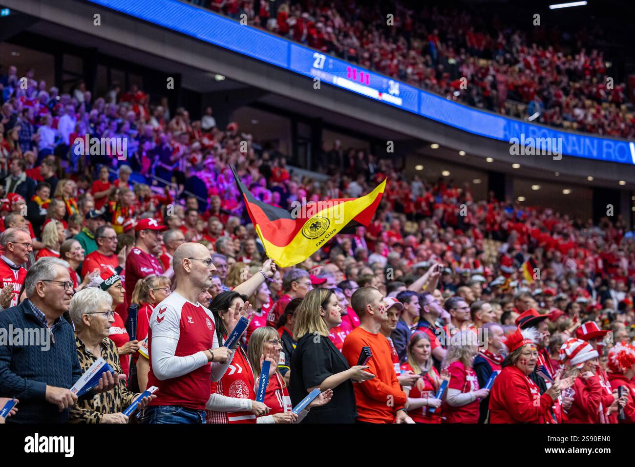 Herning, Denmark. 23rd, January 2025. German and Danish handball fans ...