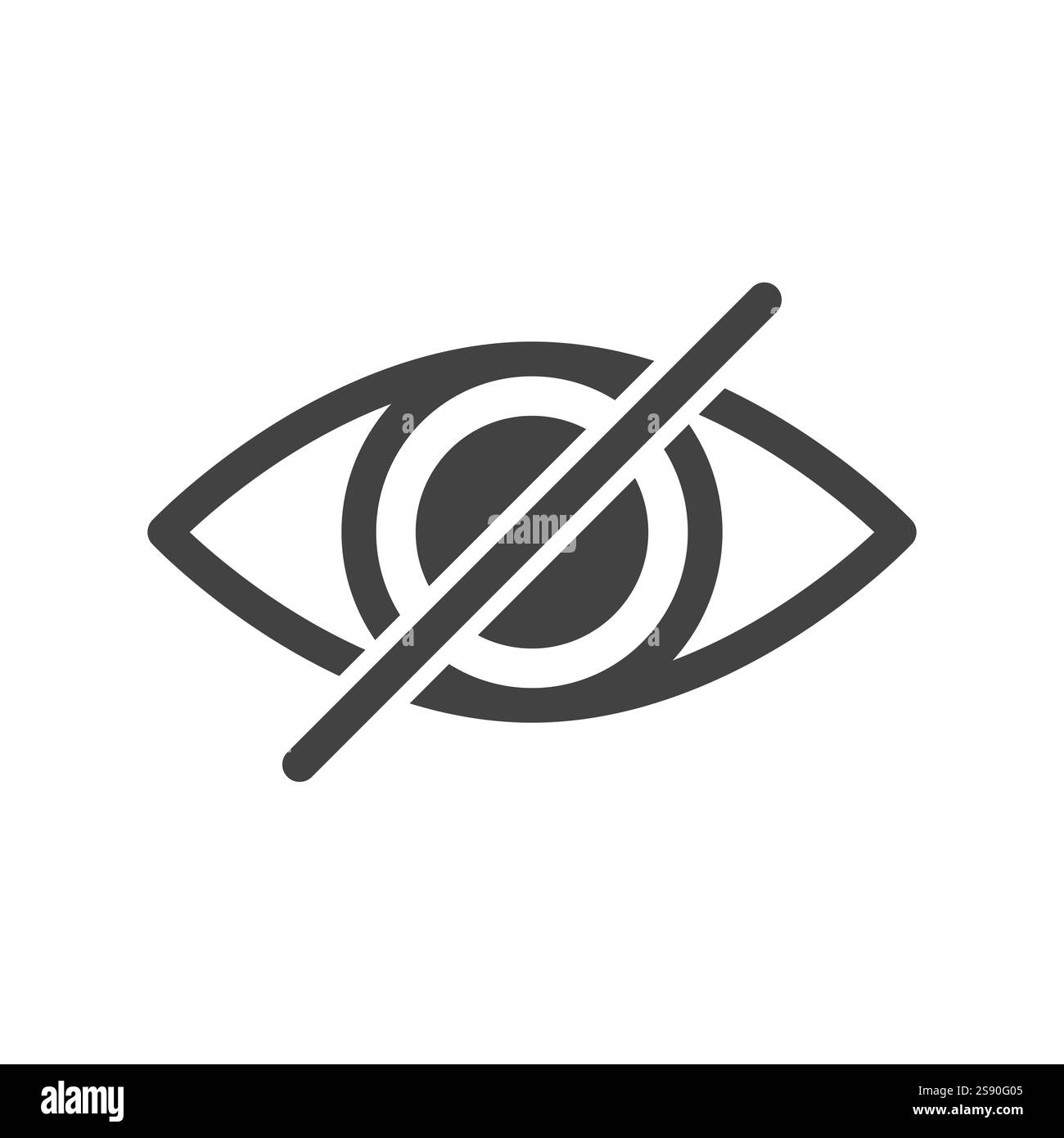 private hidden eye crossed icon symbol isolated on white background ...