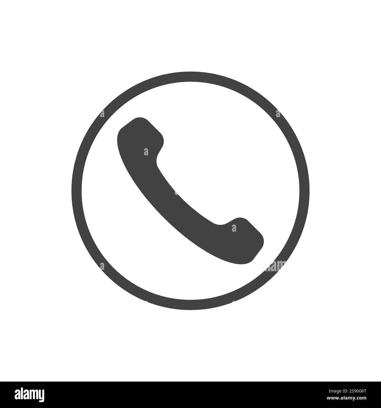 circle line landline telephone icon flat vector isolated on white ...