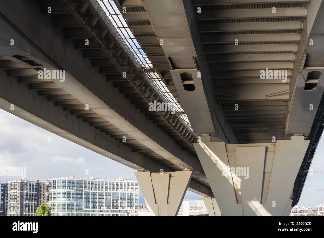 modern reinforced concrete bridge, bottom view - image Stock Photo - Alamy