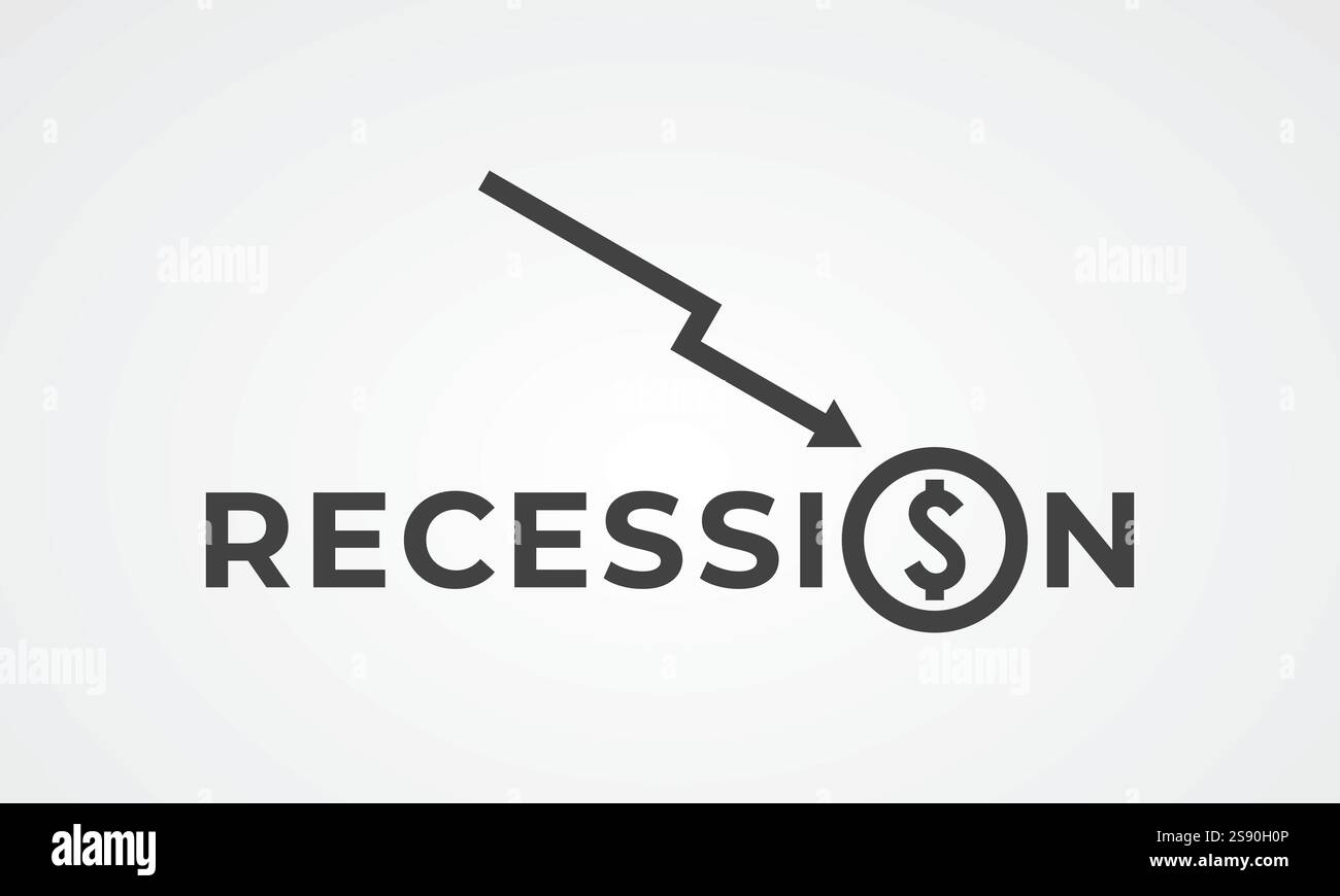 recession text design vector flat on white background Stock Vector ...