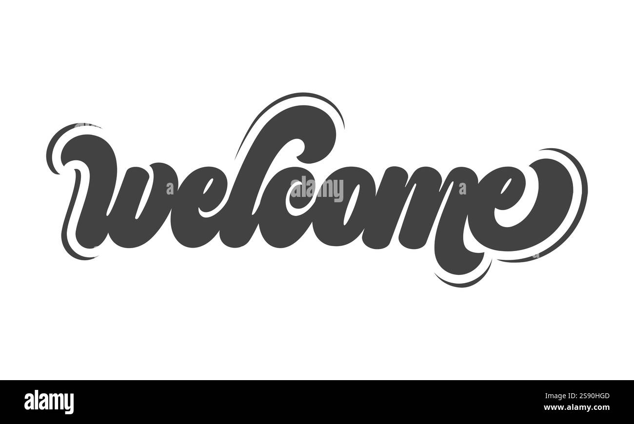 Welcome lettering handwriting design vector isolated on white background Stock Vector Image ...