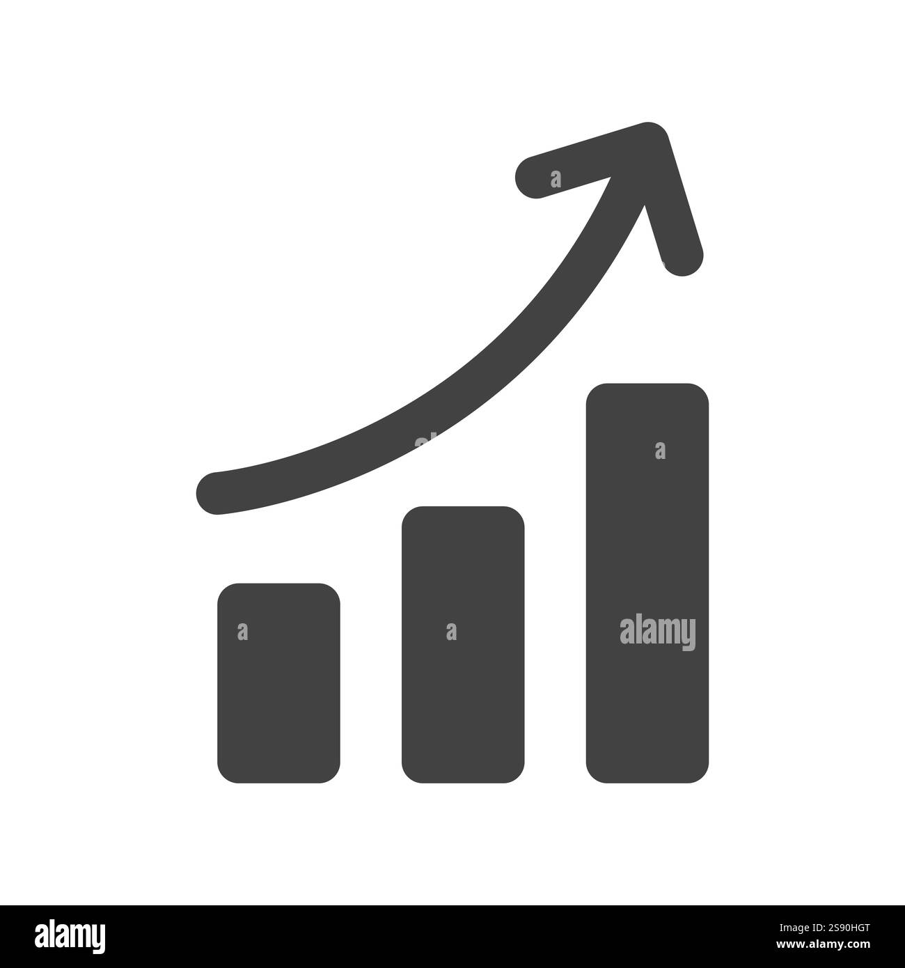 curve growth chart graph icon flat vector isolated on white background ...