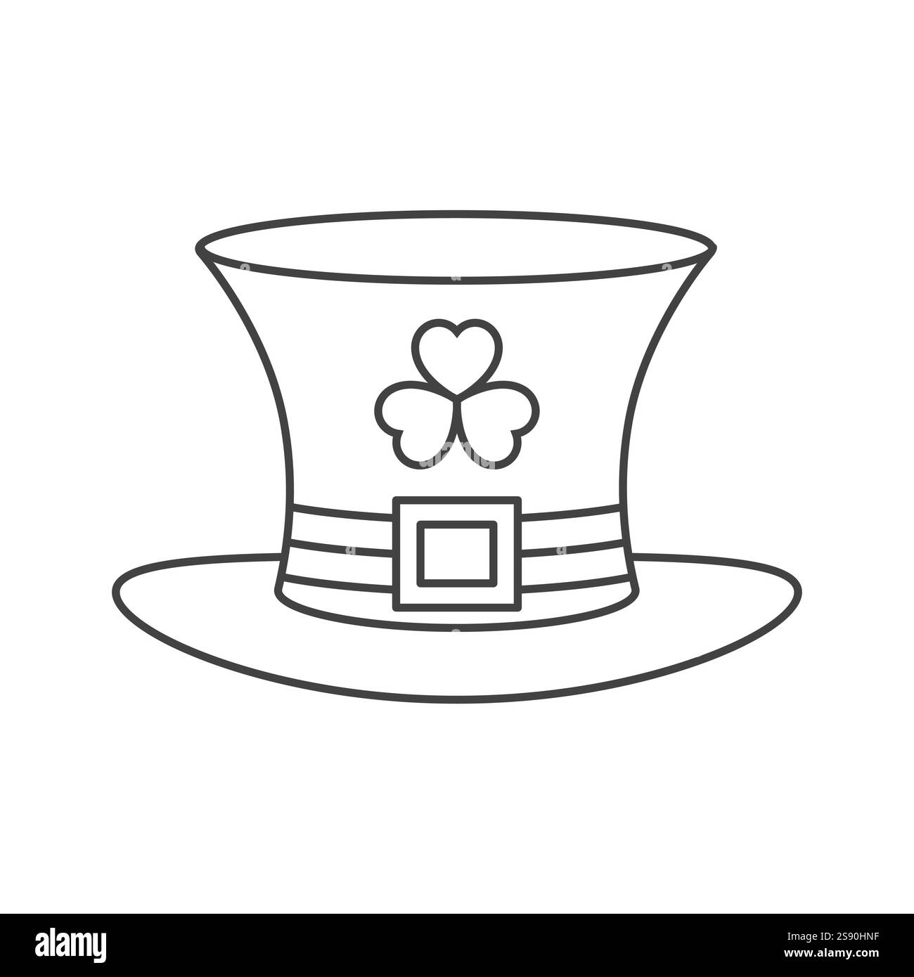 line icon Leprechaun hat with shamrock leaf isolated on white ...