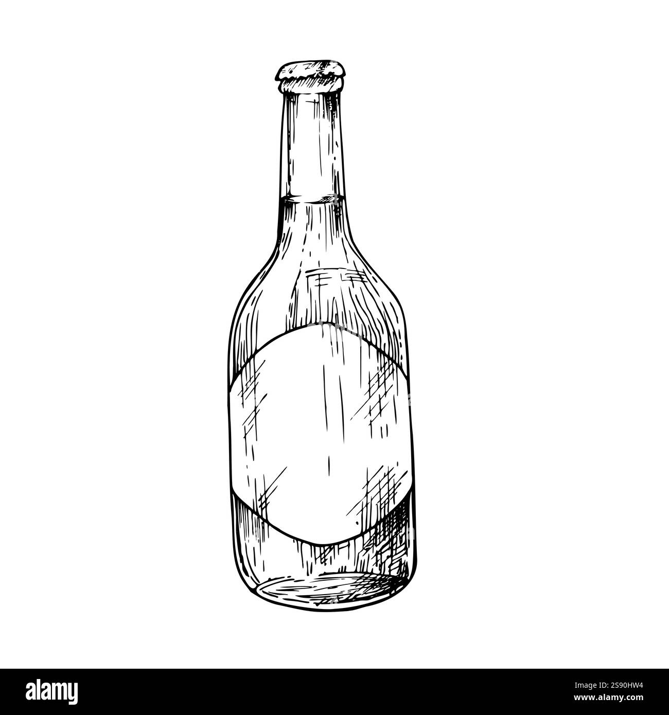 Vector Glass bottle of soda, beer. Graphic ink ale illustration ...
