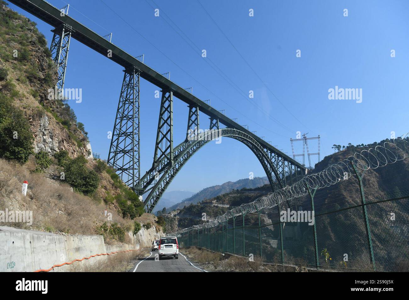 January 24, 2025, Reasi, Jammu And Kashmir, India: A view of the Chenab ...