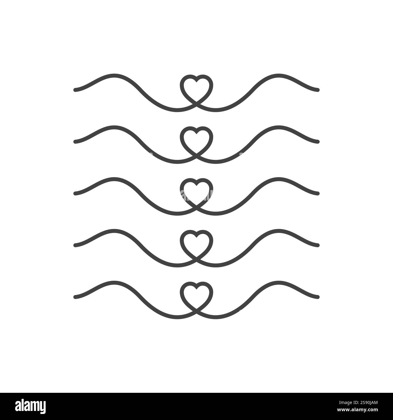line icon wave heart love isolated on white background Stock Vector ...