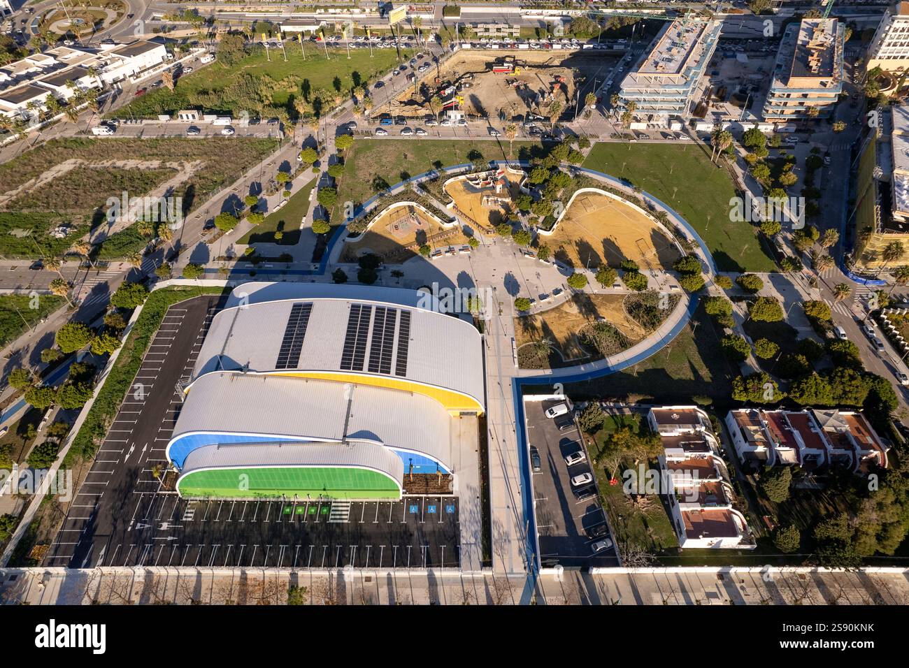 Large pavilion venue in San Pedro de Alcantara seen from above Stock ...