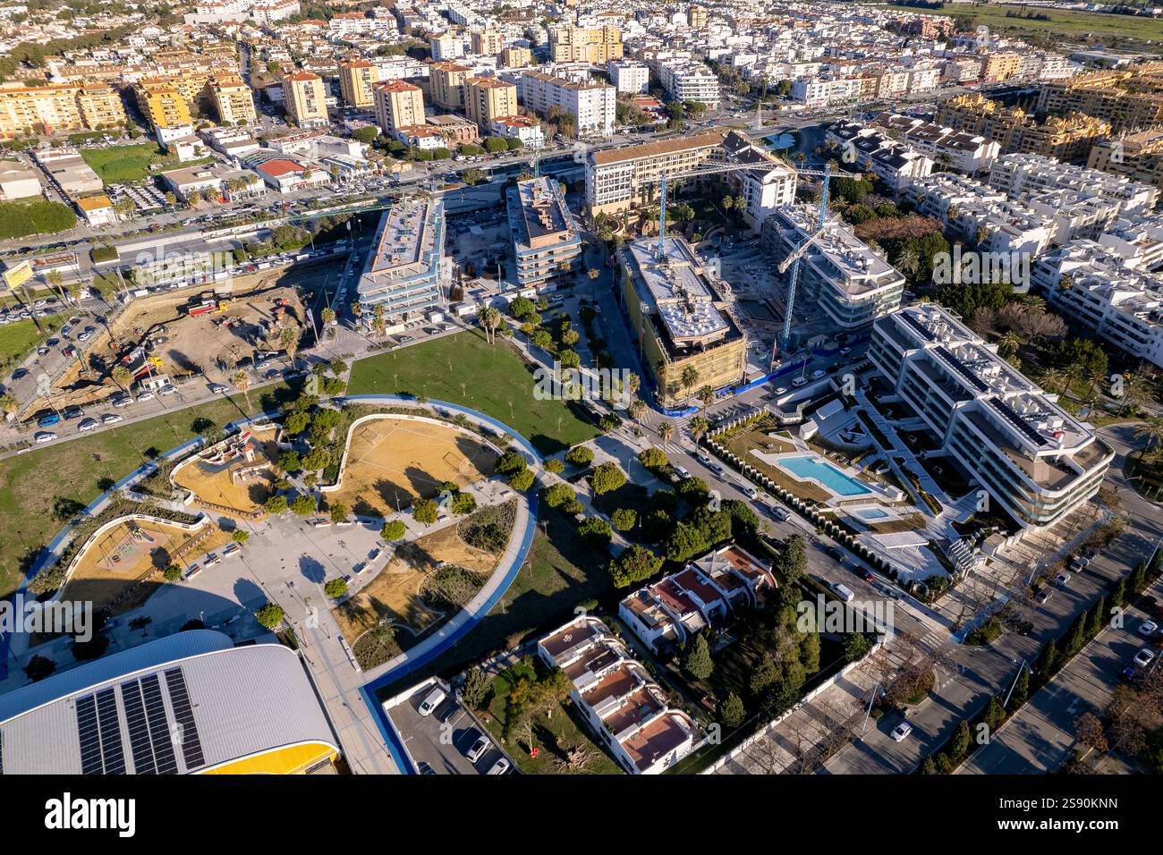 Large pavilion venue in San Pedro de Alcantara seen from above Stock ...