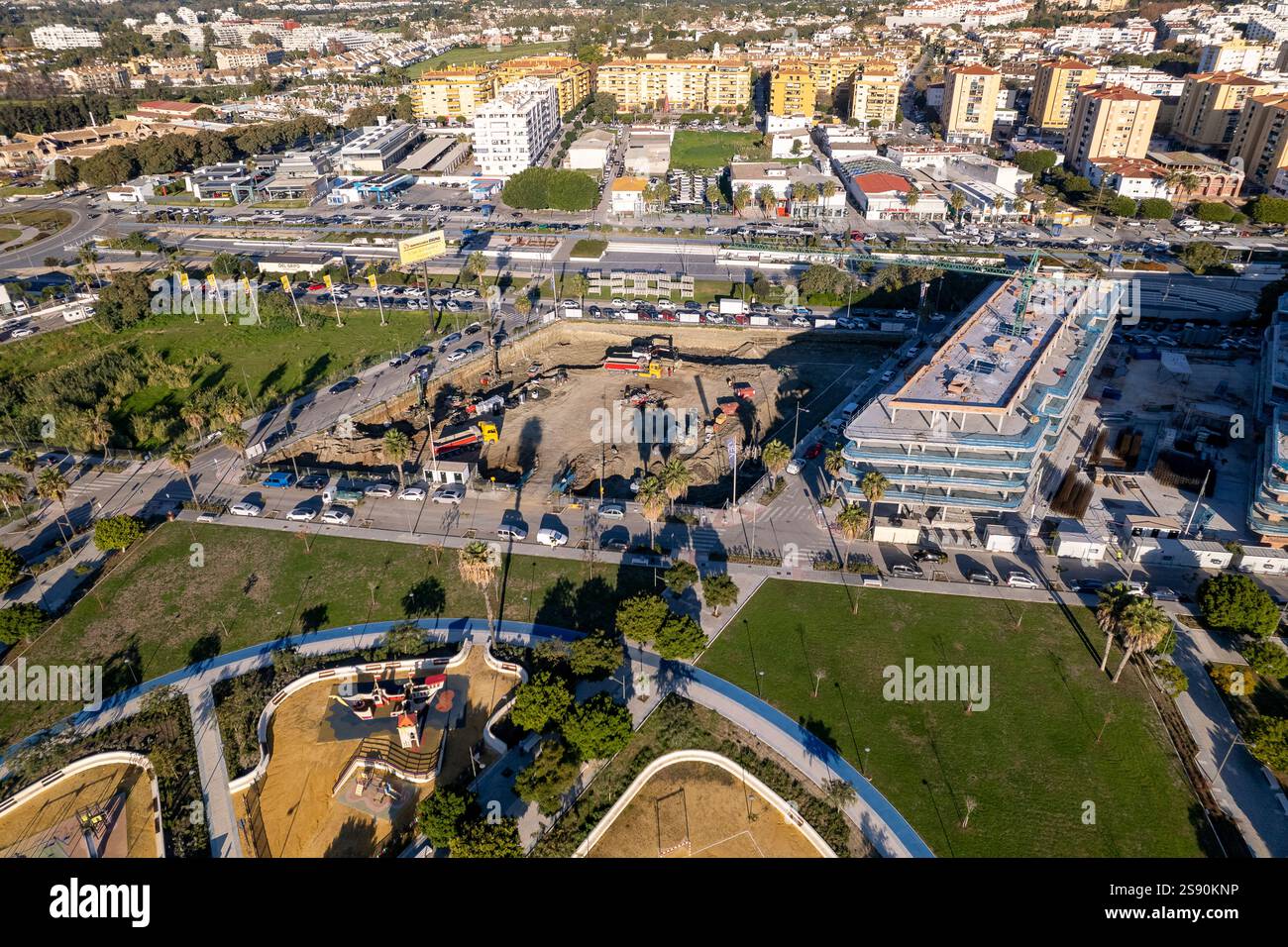 Large pavilion venue in San Pedro de Alcantara seen from above Stock ...