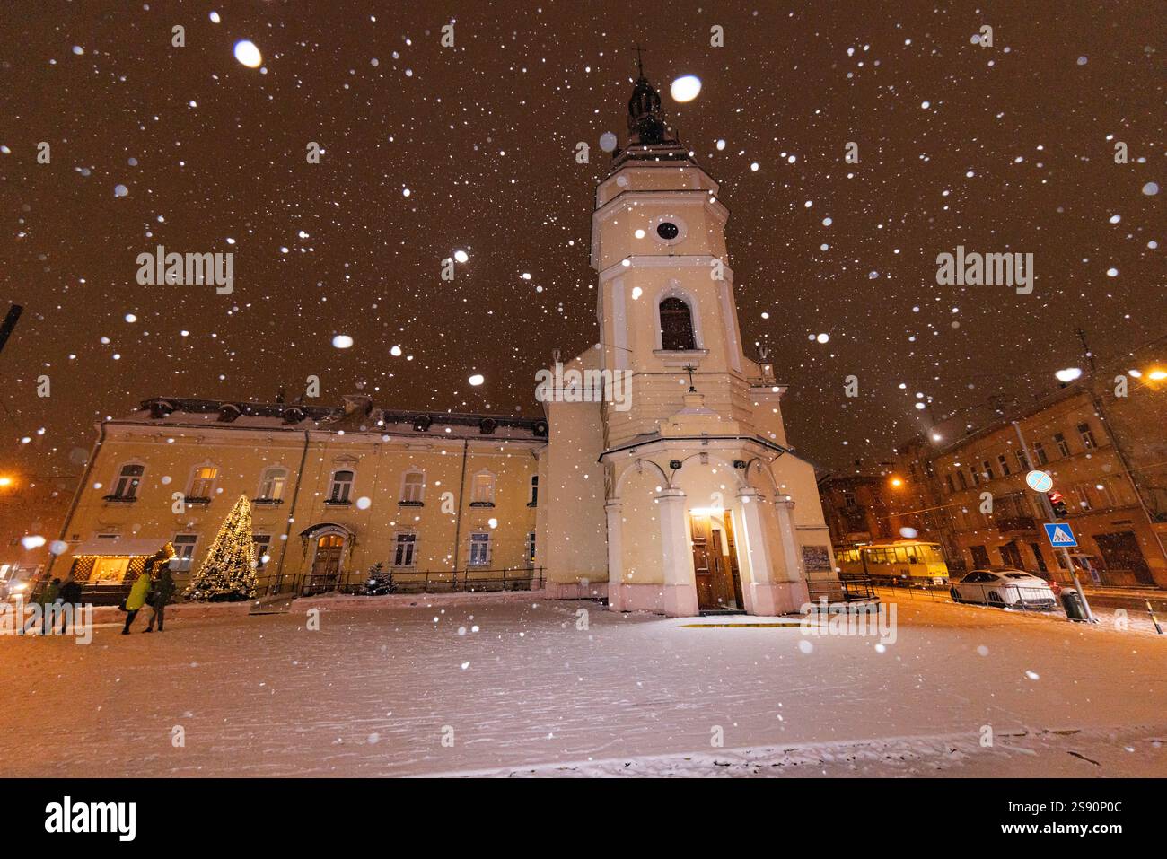 Lviv, Ukraine - January 12, 2025: St. Anna church in Lviv in winter ...