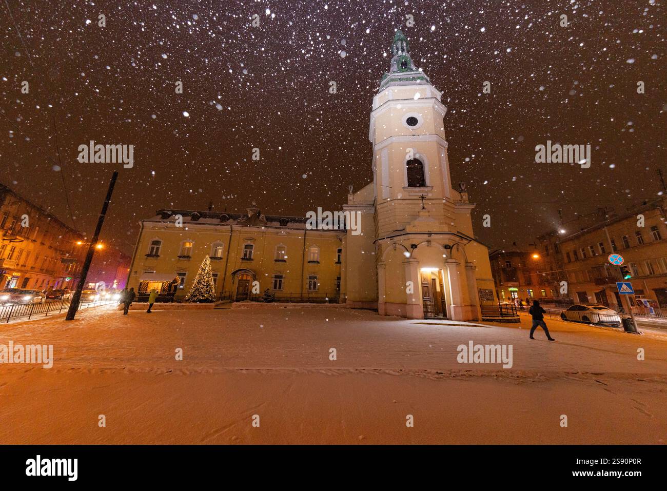 Lviv, Ukraine - January 12, 2025: St. Anna church in Lviv in winter ...
