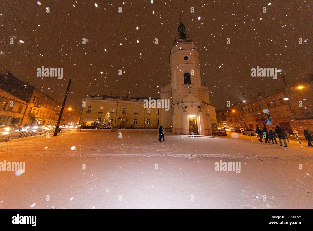 Lviv, Ukraine - January 12, 2025: St. Anna church in Lviv in winter ...