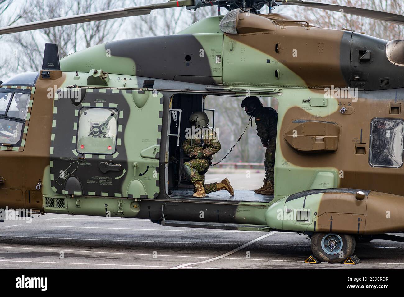 Logrono, La Rioja, Spain. January 24, 2025. Aerial deployment of the ...