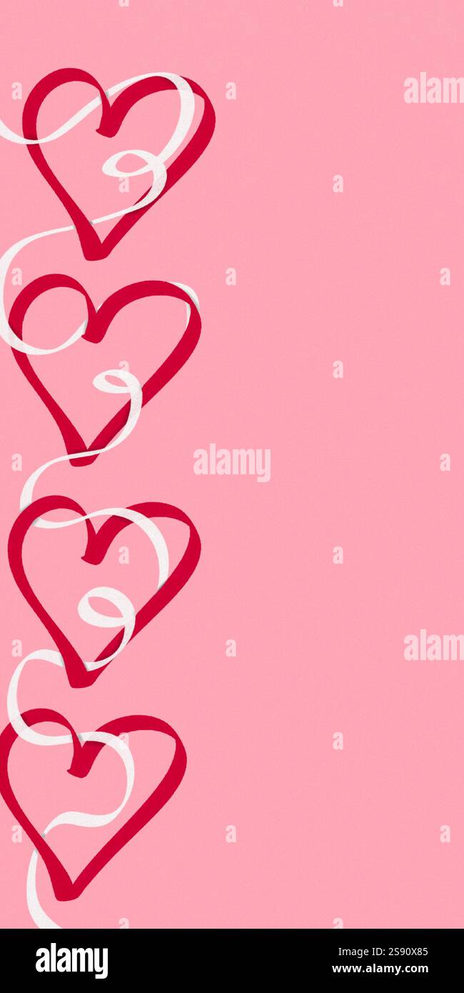 Red and pink heart shapes for romantic greeting card. Happy Valentine's ...
