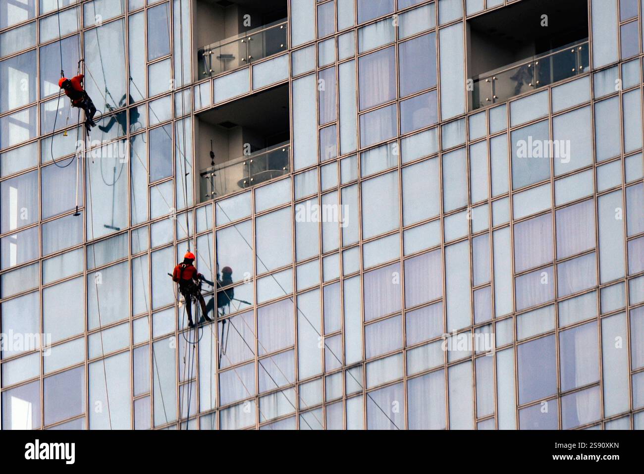 Window cleaners in Sri Lanka Window cleaners work on a building in ...