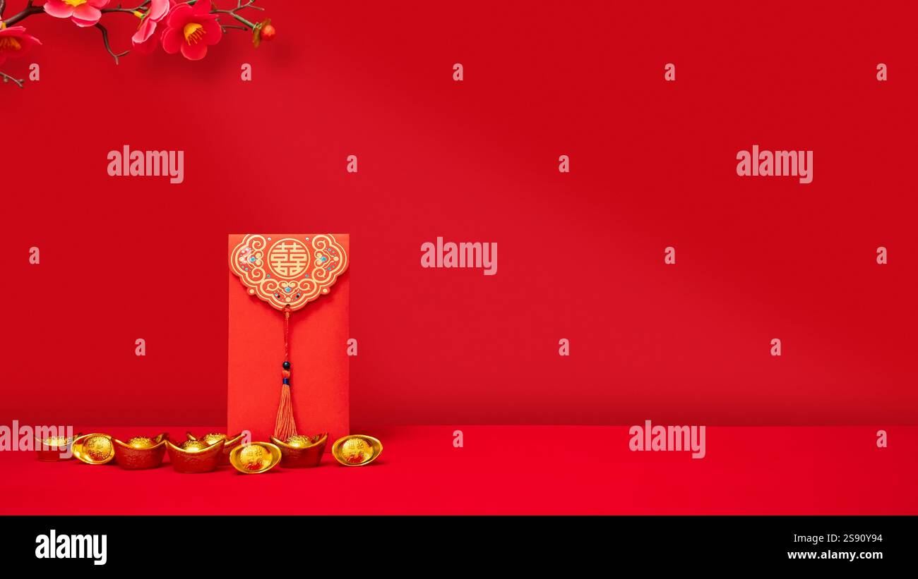 Chinese Lunar New Year red simple background with copy space. red ...