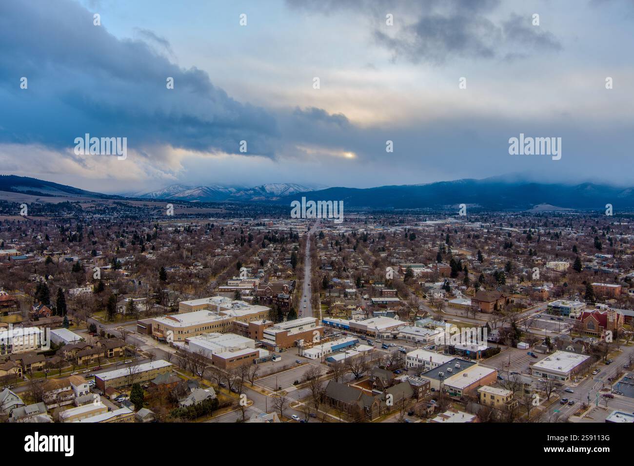Aerial view of Missoula, Montana in December Stock Photo - Alamy
