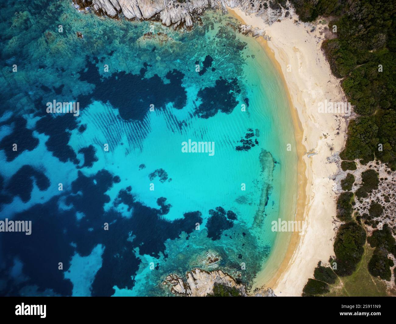 Kalamitsi wild beach drone aerial top view with turquoise water Stock ...