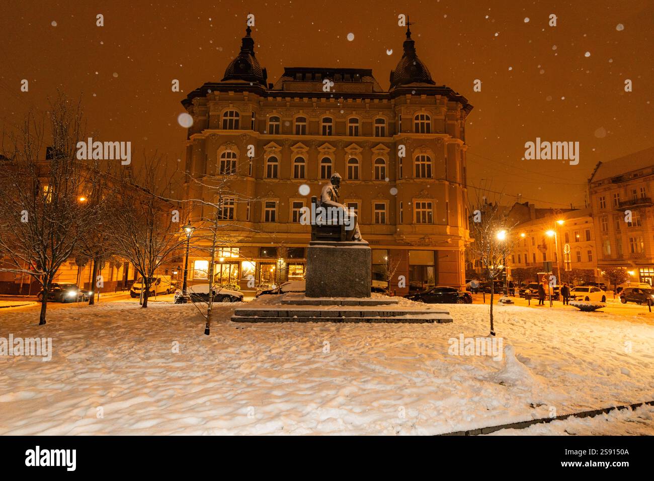 Lviv, Ukraine - January 12, 2025: Monument to Mykhailo Hrushevsky in ...