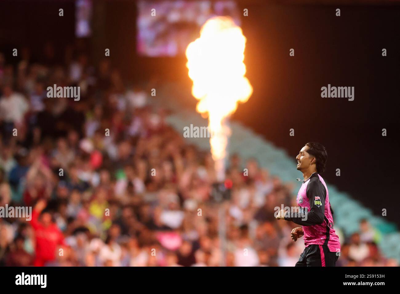 Jafer Chohan of the Sixers celebrates the wicket of Jason Sangha of the ...