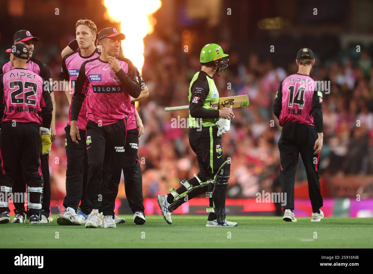 Matt Gilkes of the Thunder walks off after being run out by Hayden Kerr ...