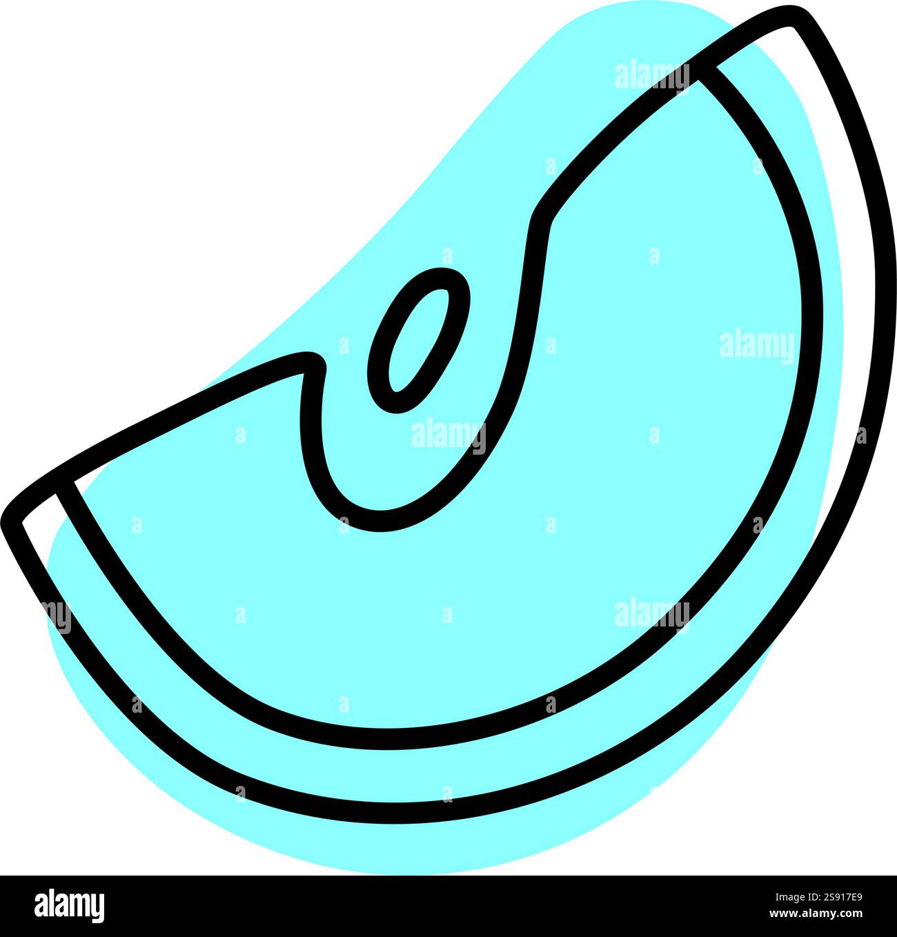 Apple slice doodle icon hand drawn with thin line and colorful blob ...