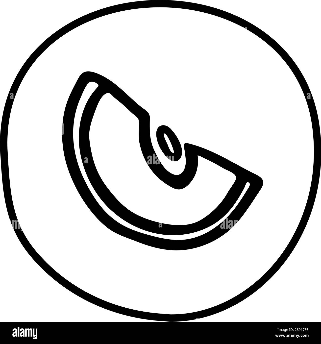Apple slice doodle icon hand drawn with black line in freehand style ...