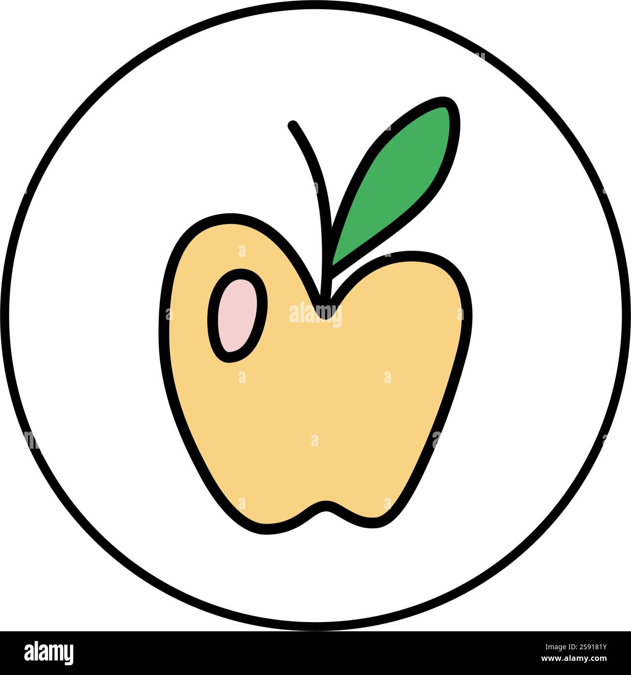 Apple doodle icon hand drawn with thin line in minimalistic style and ...