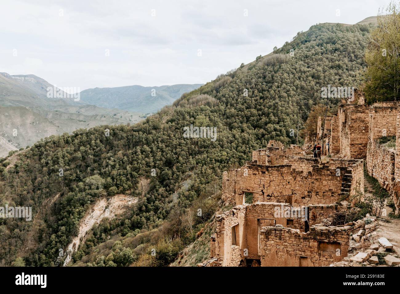 Dagestan, Russia, aul Gamsutl fortress in the old town, old stone ...