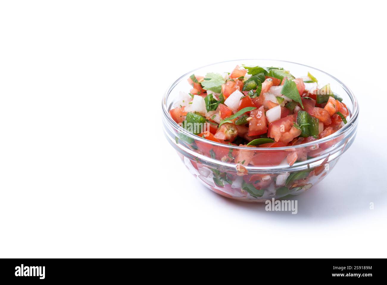 Traditional Mexican Pico de Gallo sauce isolated on white background ...