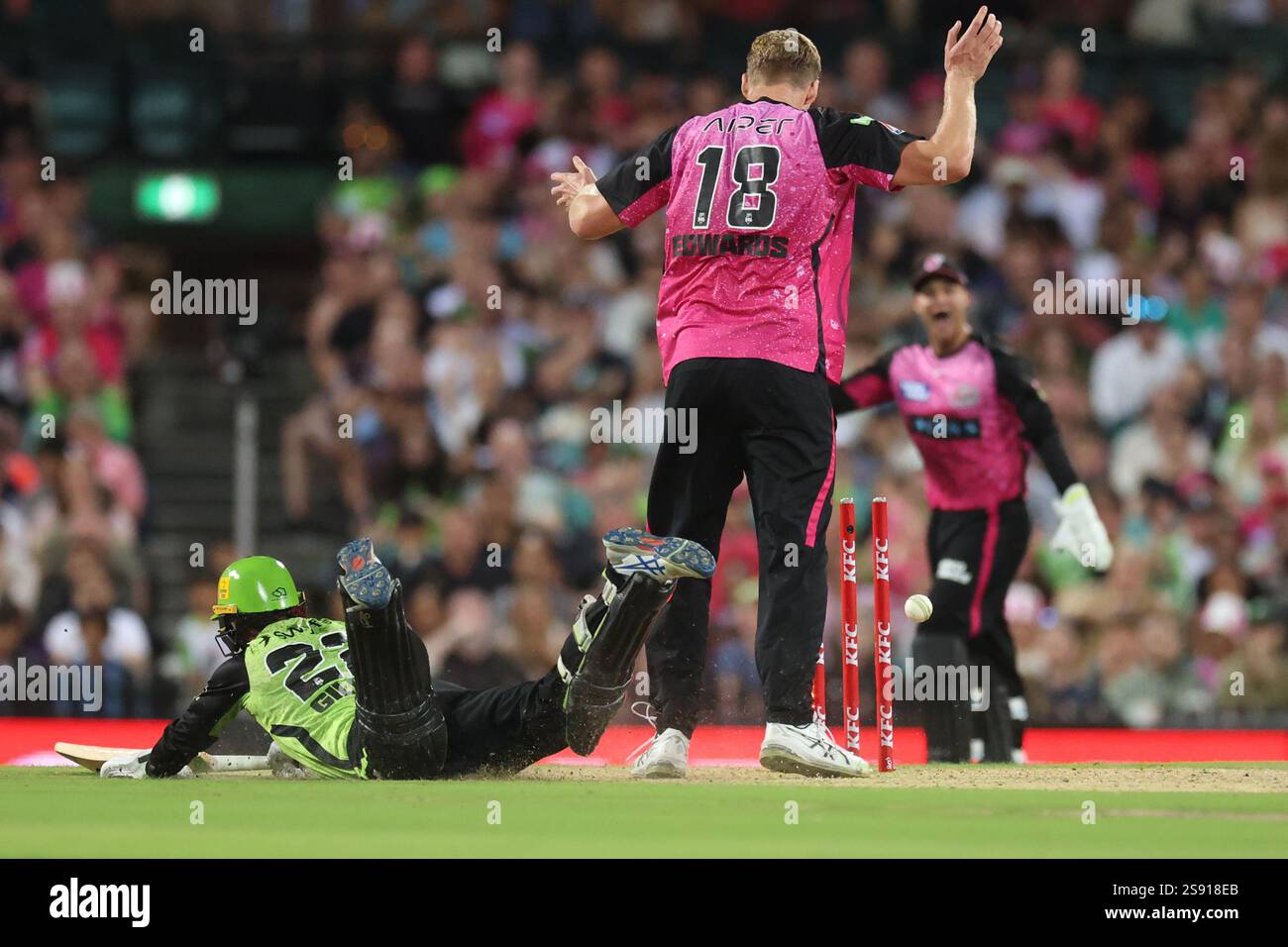Matt Gilkes of the Thunder is run out of during the BBL Challenger ...