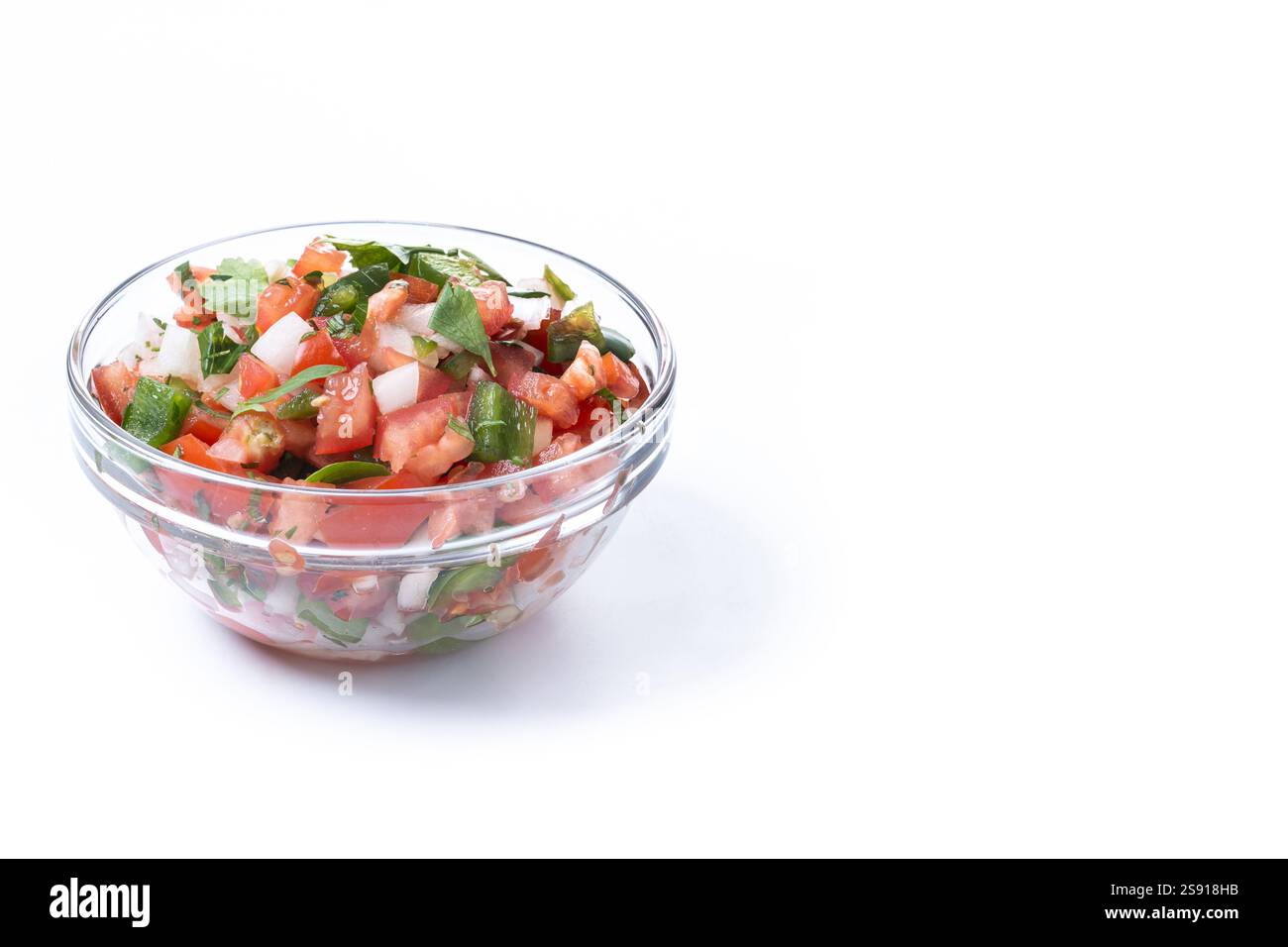 Traditional Mexican Pico de Gallo sauce isolated on white background ...