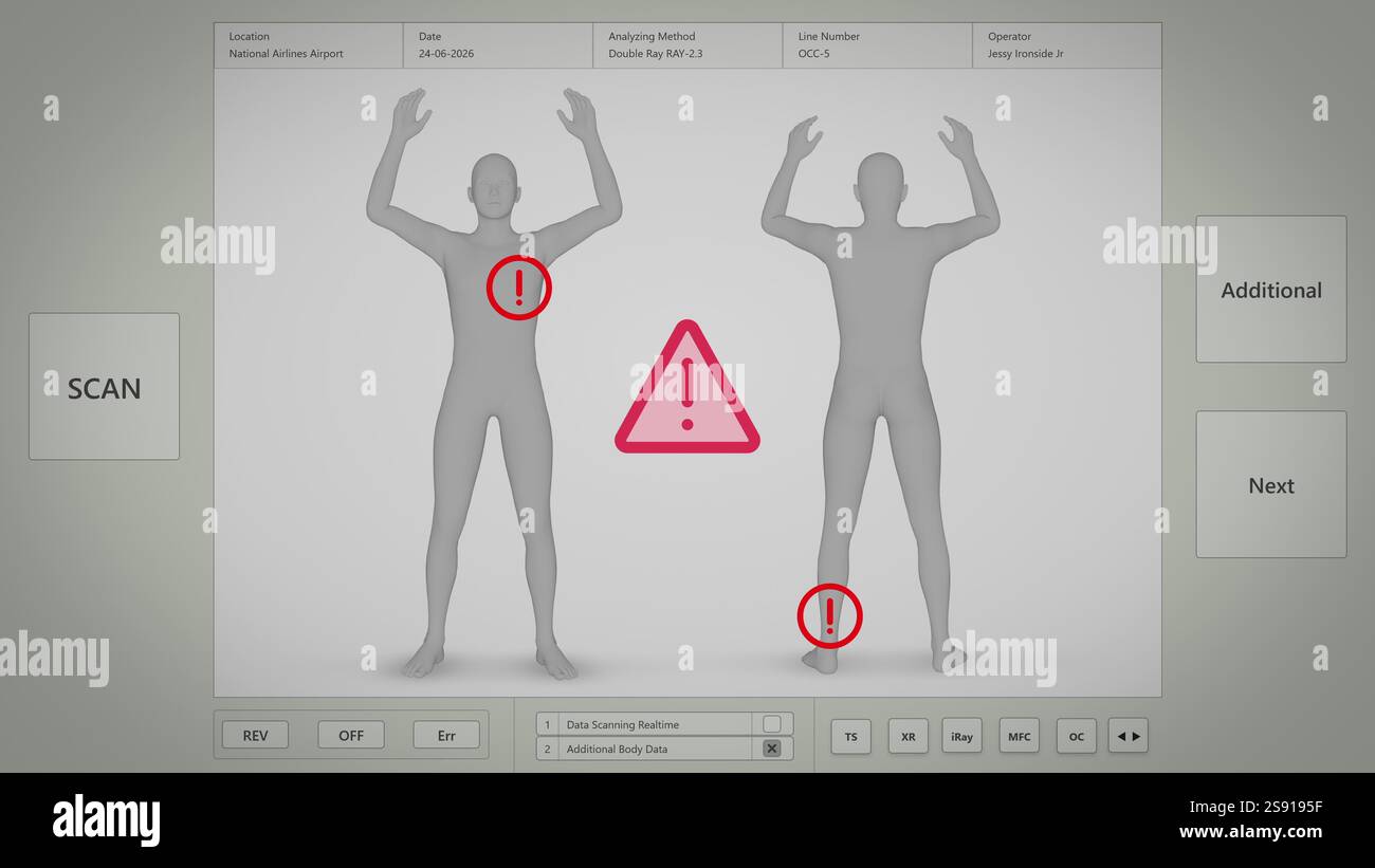 Metal Detector Scanner: X-Ray Scan of Passenger. 3D Animation of ...