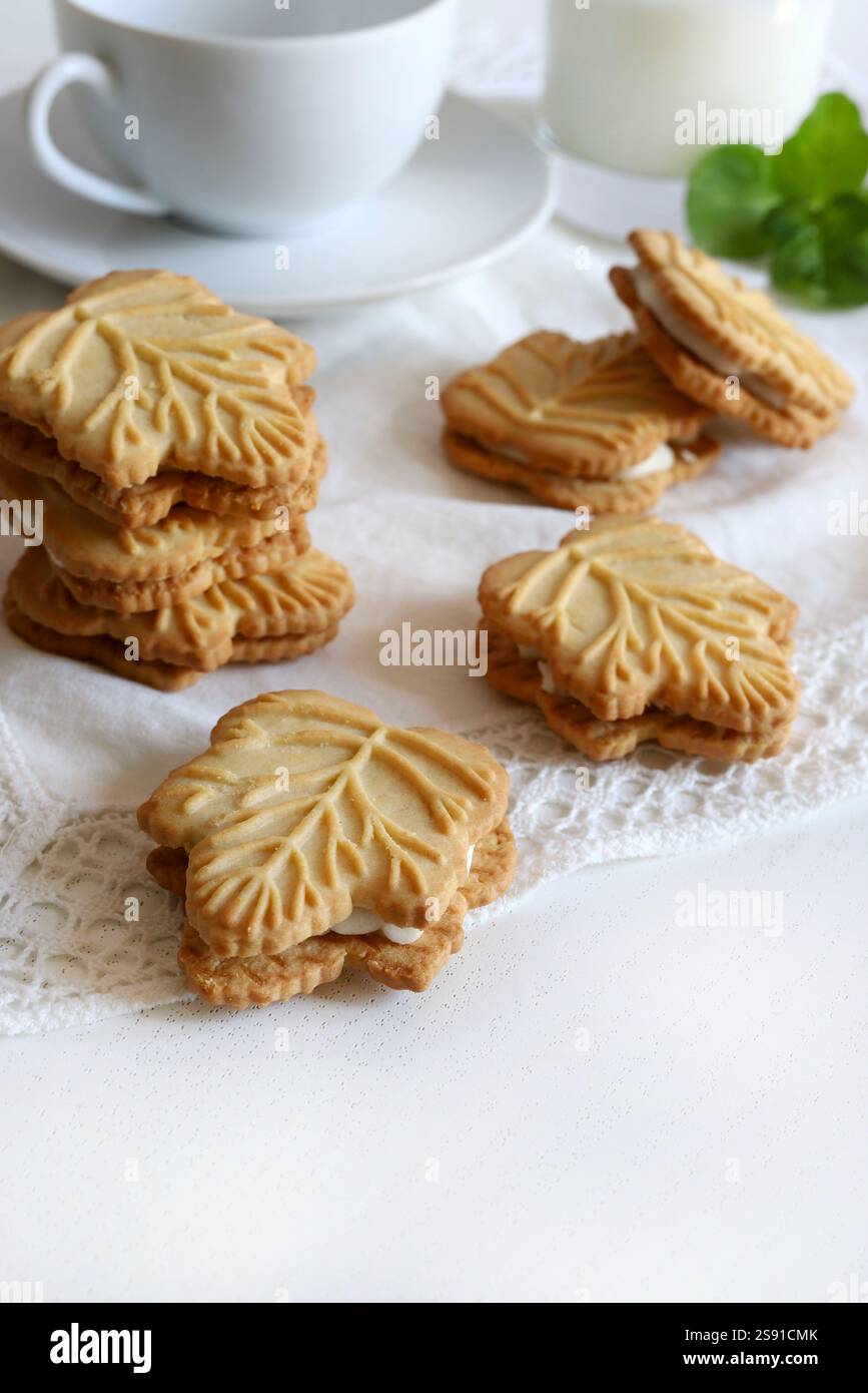 Classic Canadian maple leaf shaped cookies. Maple cream sandwiched ...