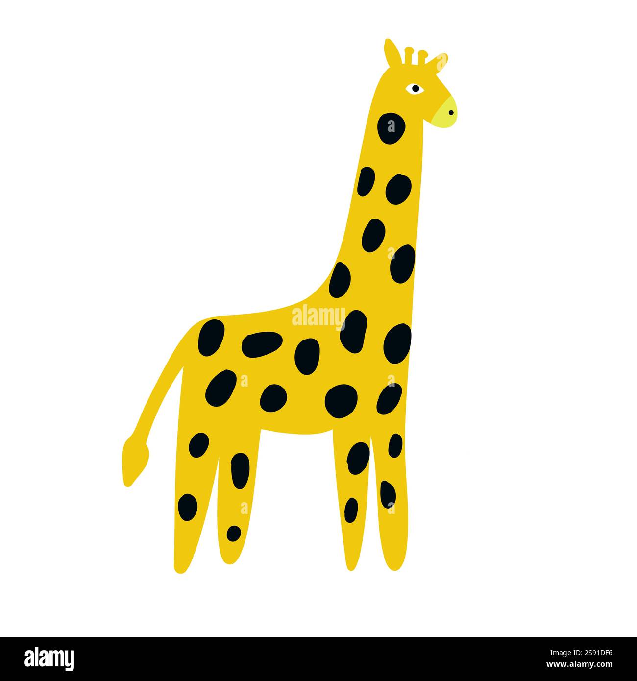 Tall yellow giraffe with black spots and a friendly face. A charming ...