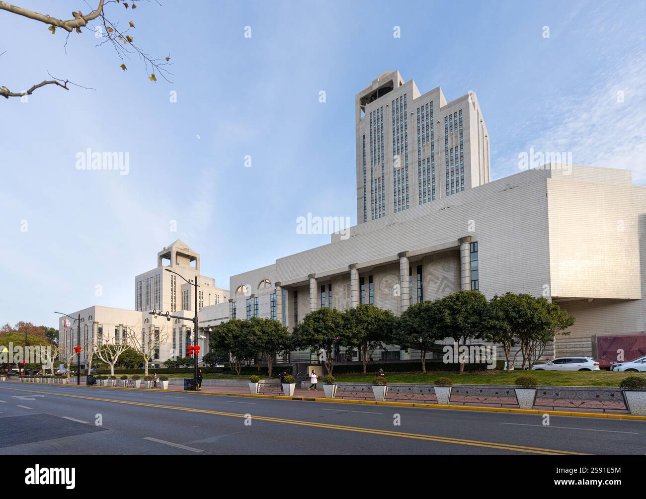 Shanghai, China. January 9, 2025. external view of the Shanghai Library ...
