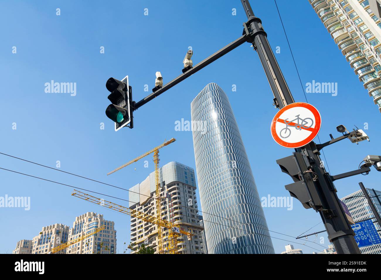 Shanghai, China. January 8, 2025. surveillance cameras at a crossroads ...