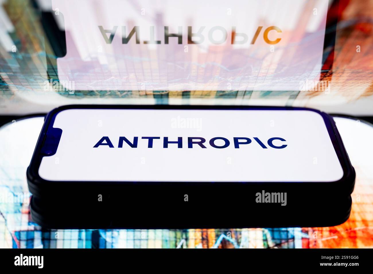 In this photo illustration, a Anthropic logo seen displayed on a ...