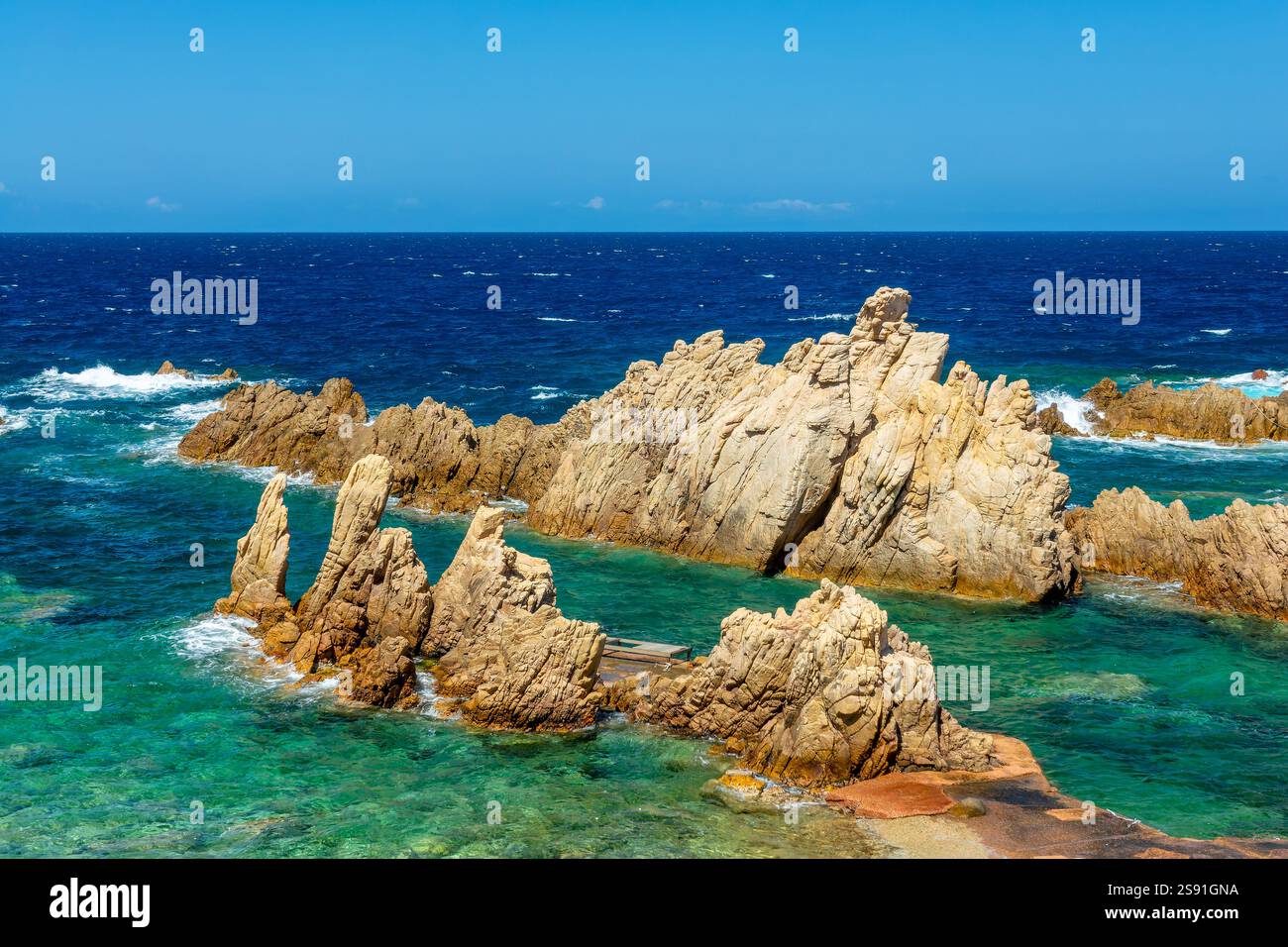 View of the mediterranean coast and sea with beautiful rocks in clear ...