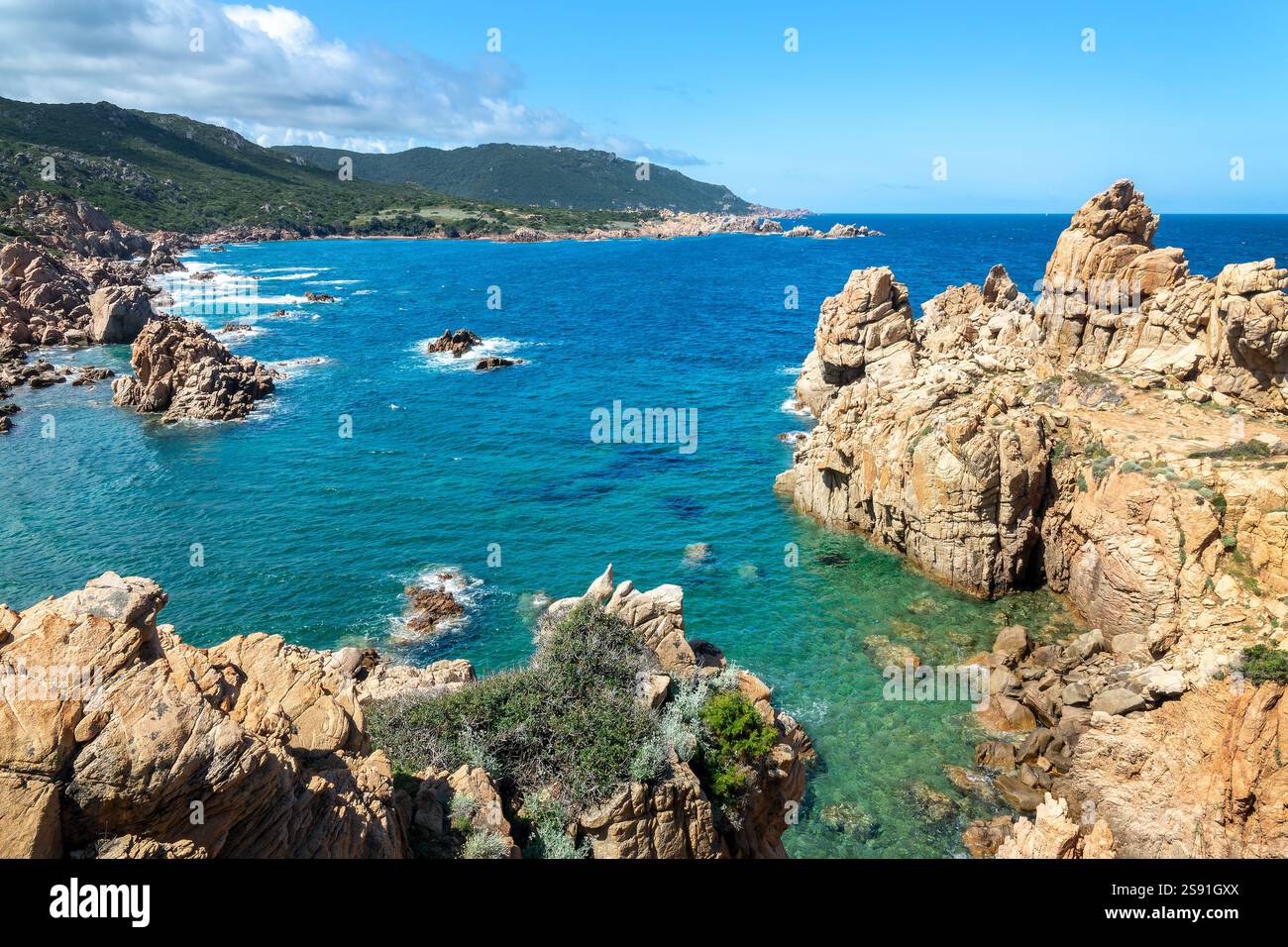 View of Li Cossi cove in the mediterranean coast and sea with beautiful ...